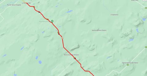 La route 283 présentement fermée dans les deux directions